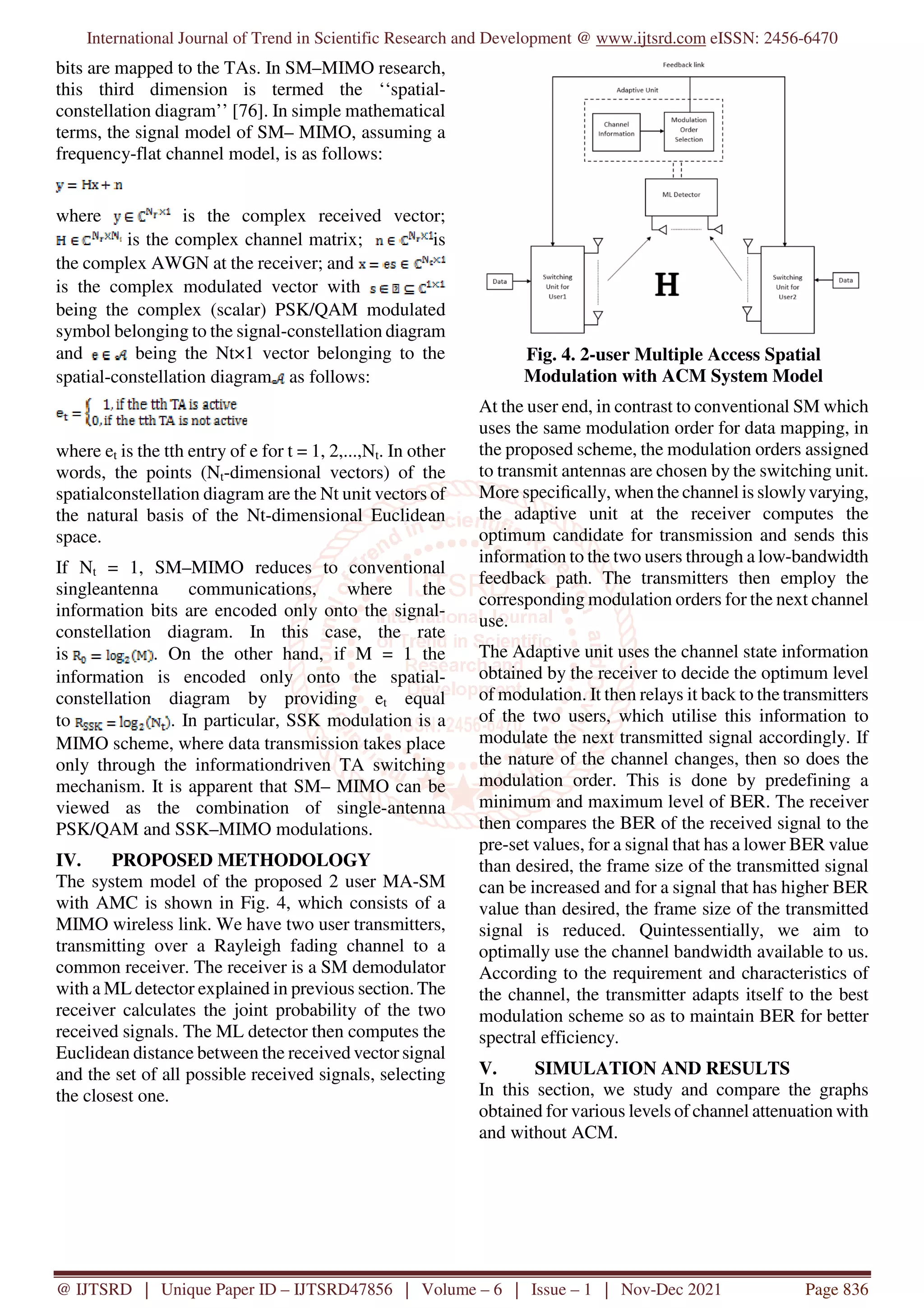 A Novel Technique For Multi User Multiple Access Spatial Modulation Using Adaptive Coding And 8265
