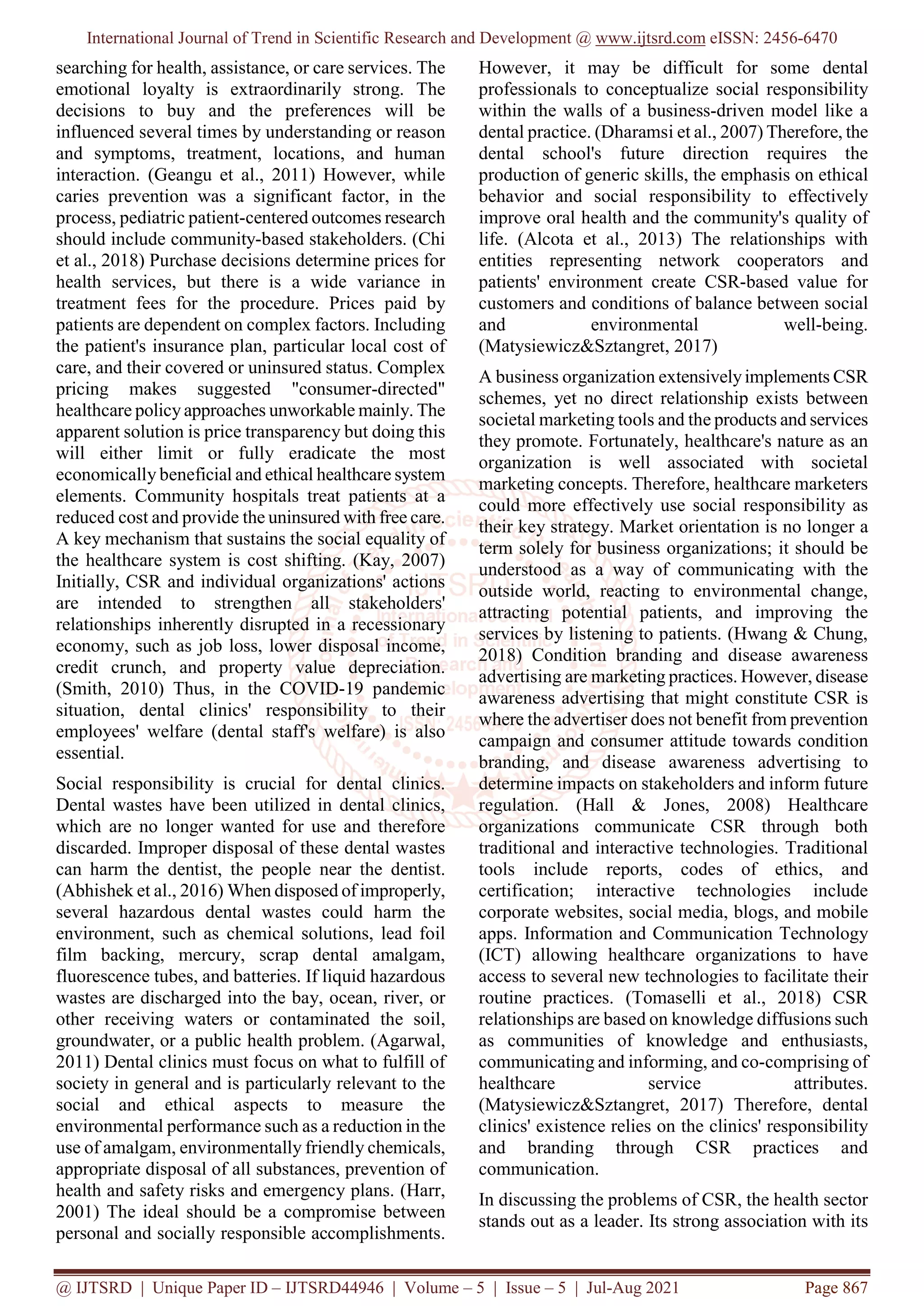 A Review Article Branding Dental Clinic through Corporate Social ...