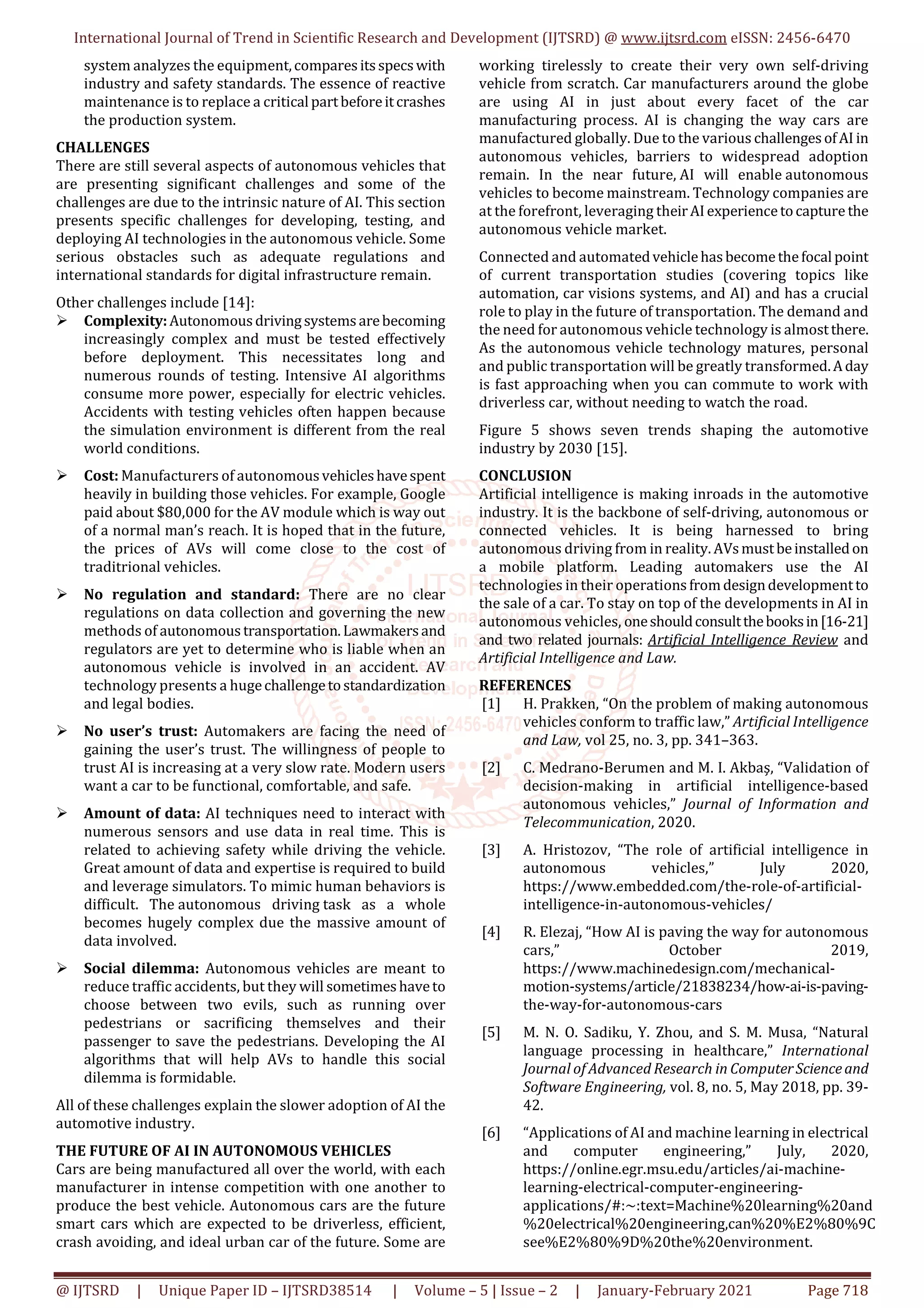 Artificial Intelligence in Autonomous Vehicles | PDF