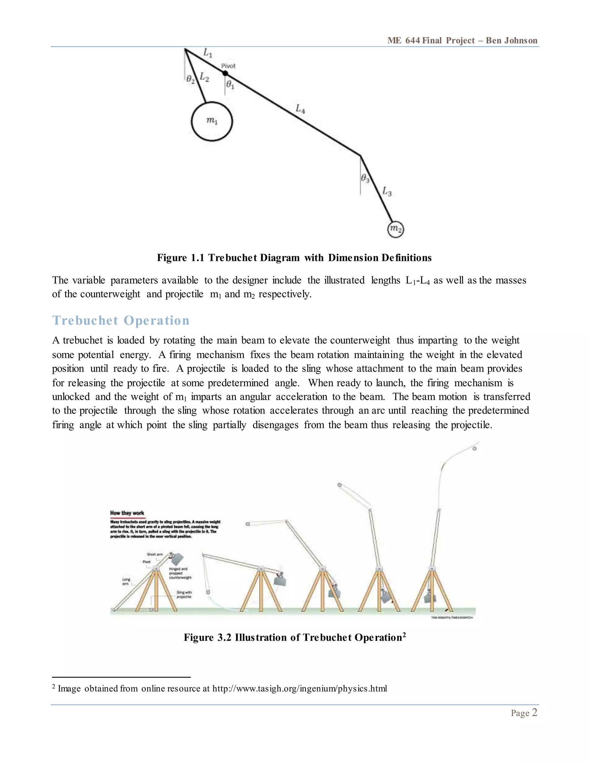 ME 644 Trebuchet Parametric Design Optimization | DOCX