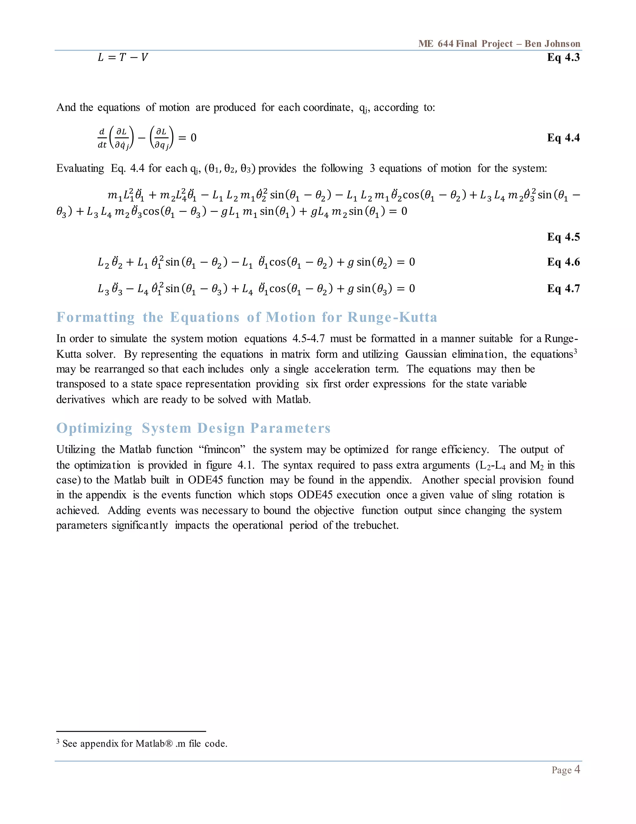 ME 644 Trebuchet Parametric Design Optimization | DOCX