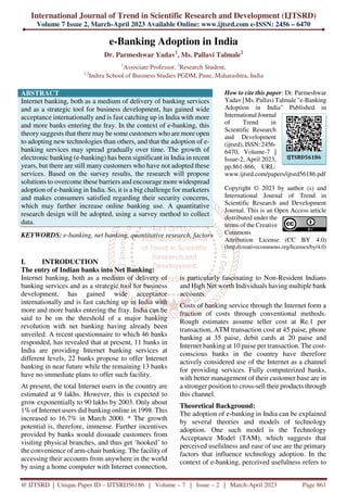 e Banking Adoption in India | PDF