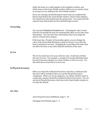 Oracle document on Fixed asset (implementation document) | PDF