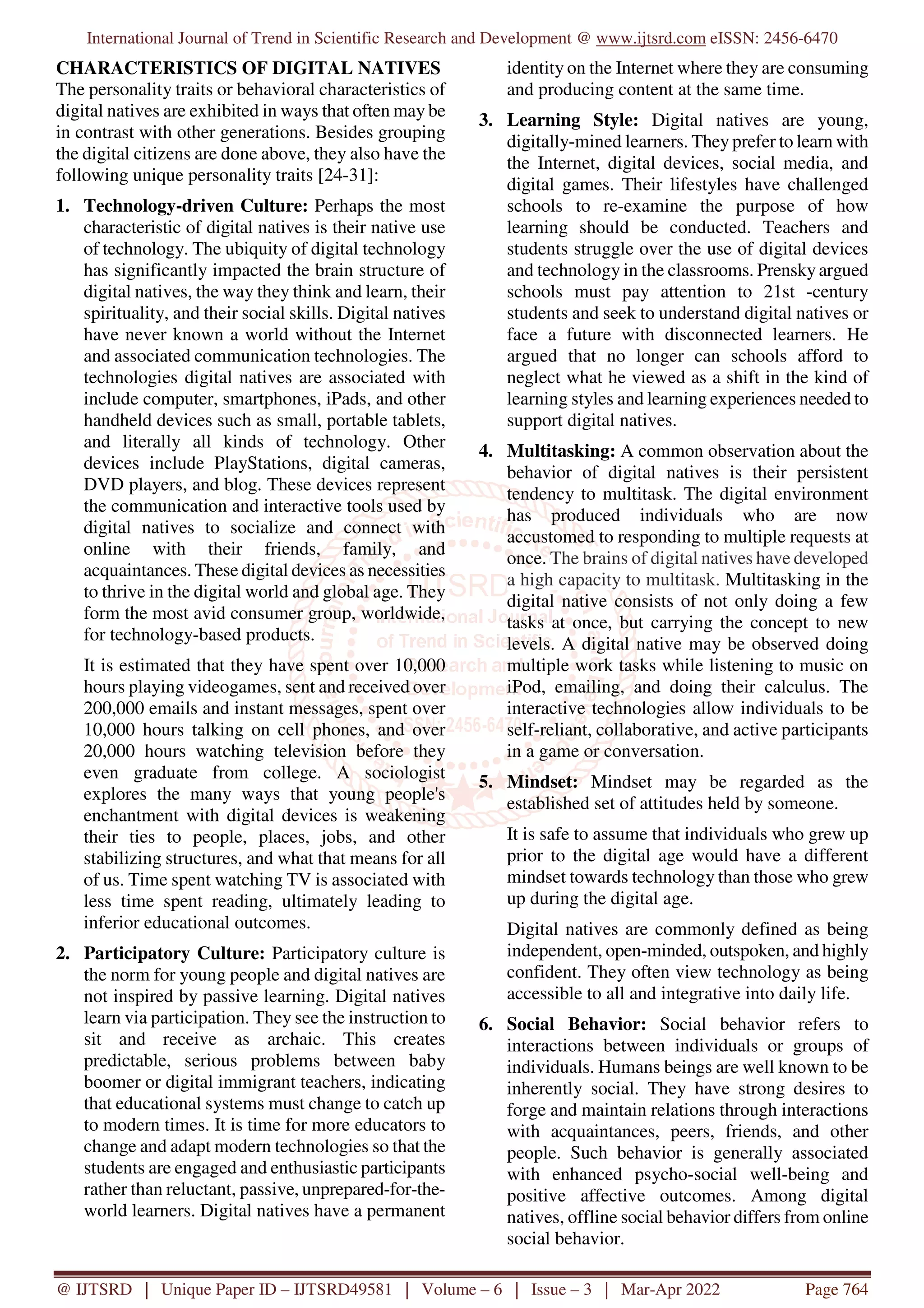 Personality Traits of Digital Natives | PDF