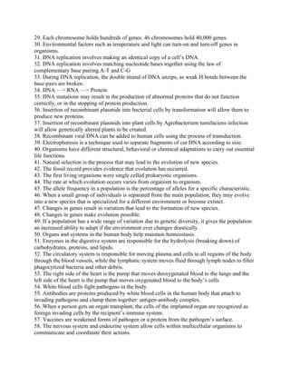 Biology - 115 things you should know for the living environment regents ...