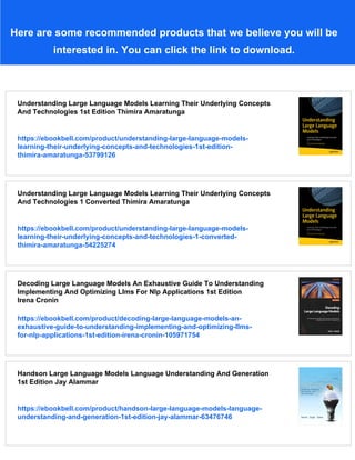 Understanding Large Language Models Thimira Amaratunga | PDF