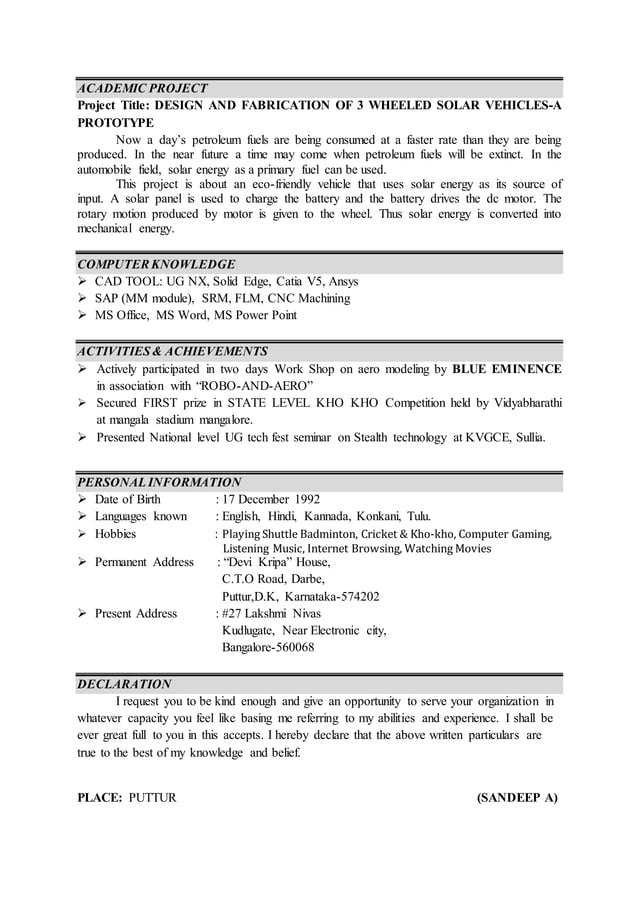 RESUME SANDEEP A | PDF