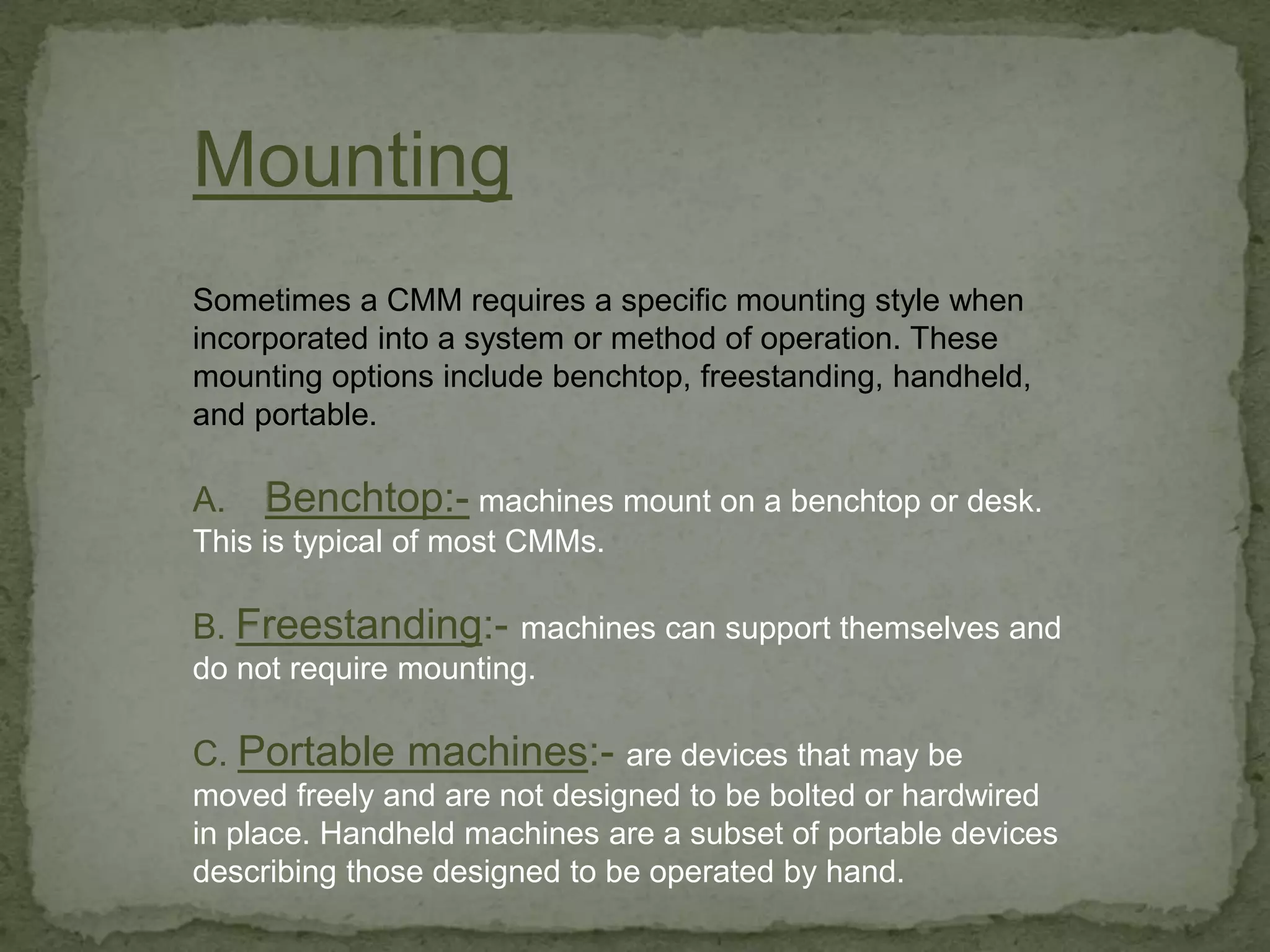 CMM - COORDINATE MEASURING MACHINE | PPT