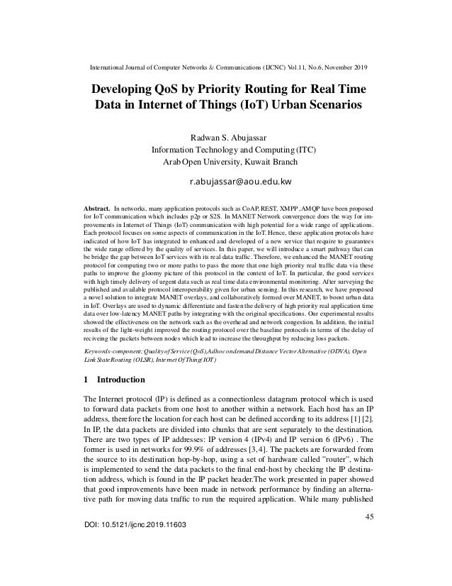 Developing Qos By Priority Routing For Real Time Data In Internet Of