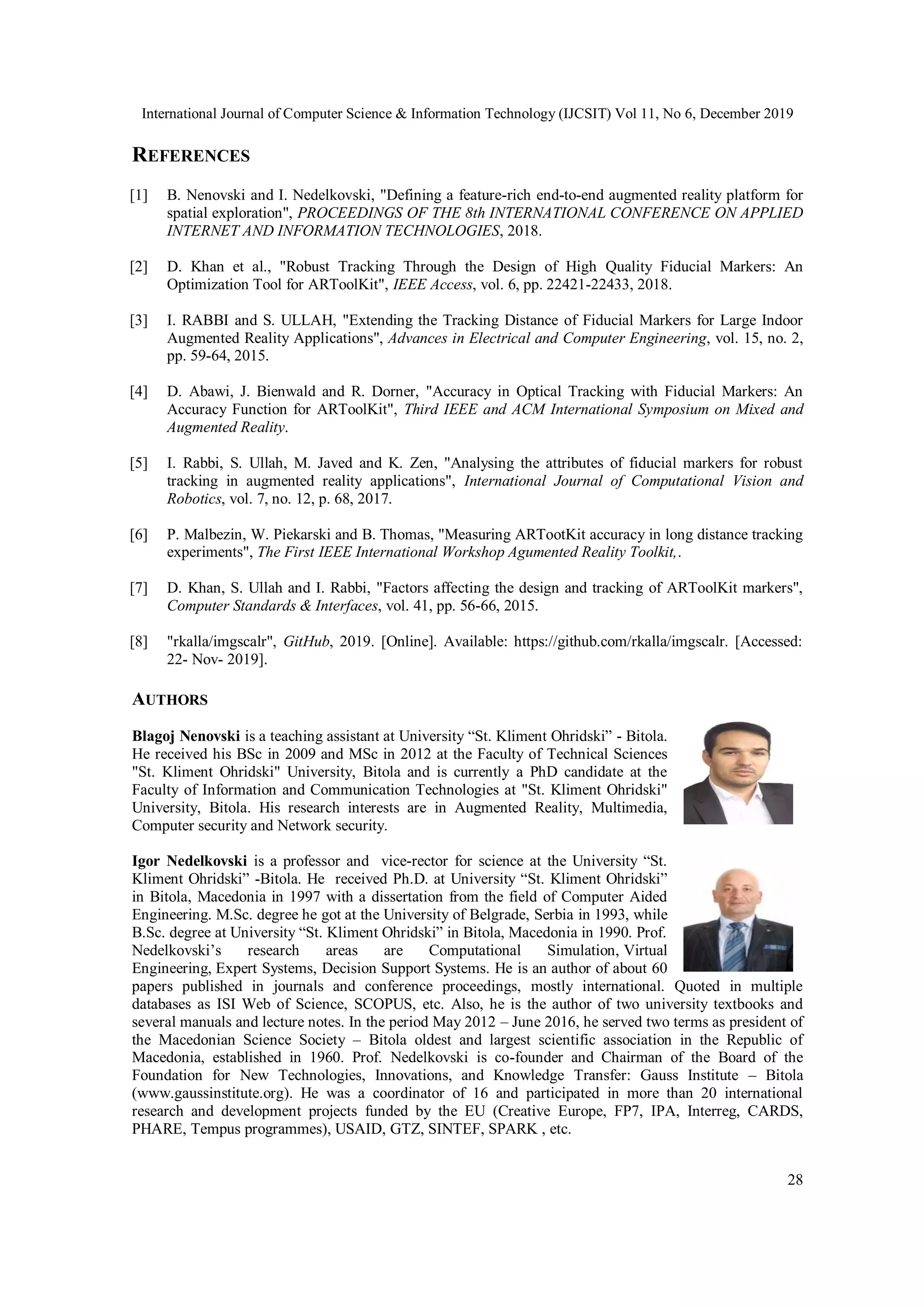 RECOGNIZING AND TRACKING OUTDOOR OBJECTS BY USING ARTOOLKIT MARKERS | PDF