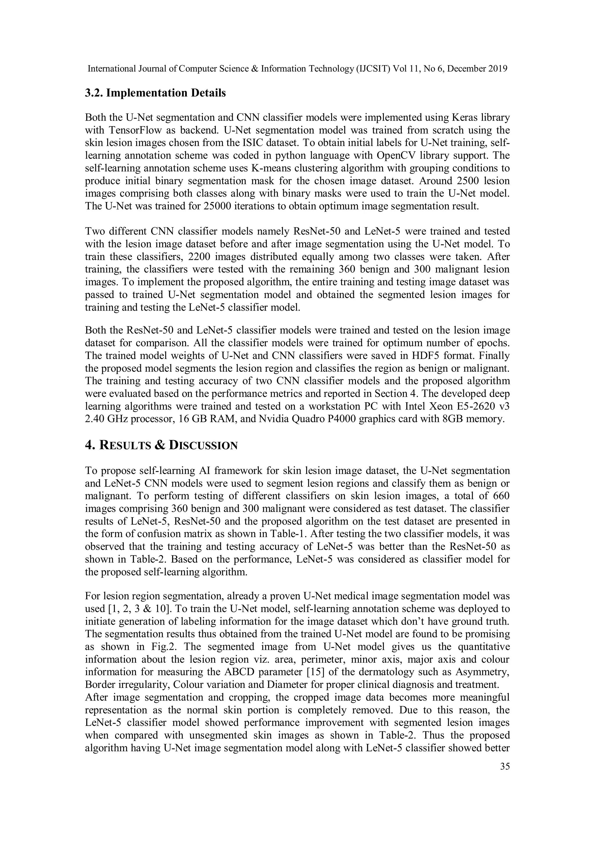 SELF-LEARNING AI FRAMEWORK FOR SKIN LESION IMAGE SEGMENTATION AND CLASSIFICATION | PDF
