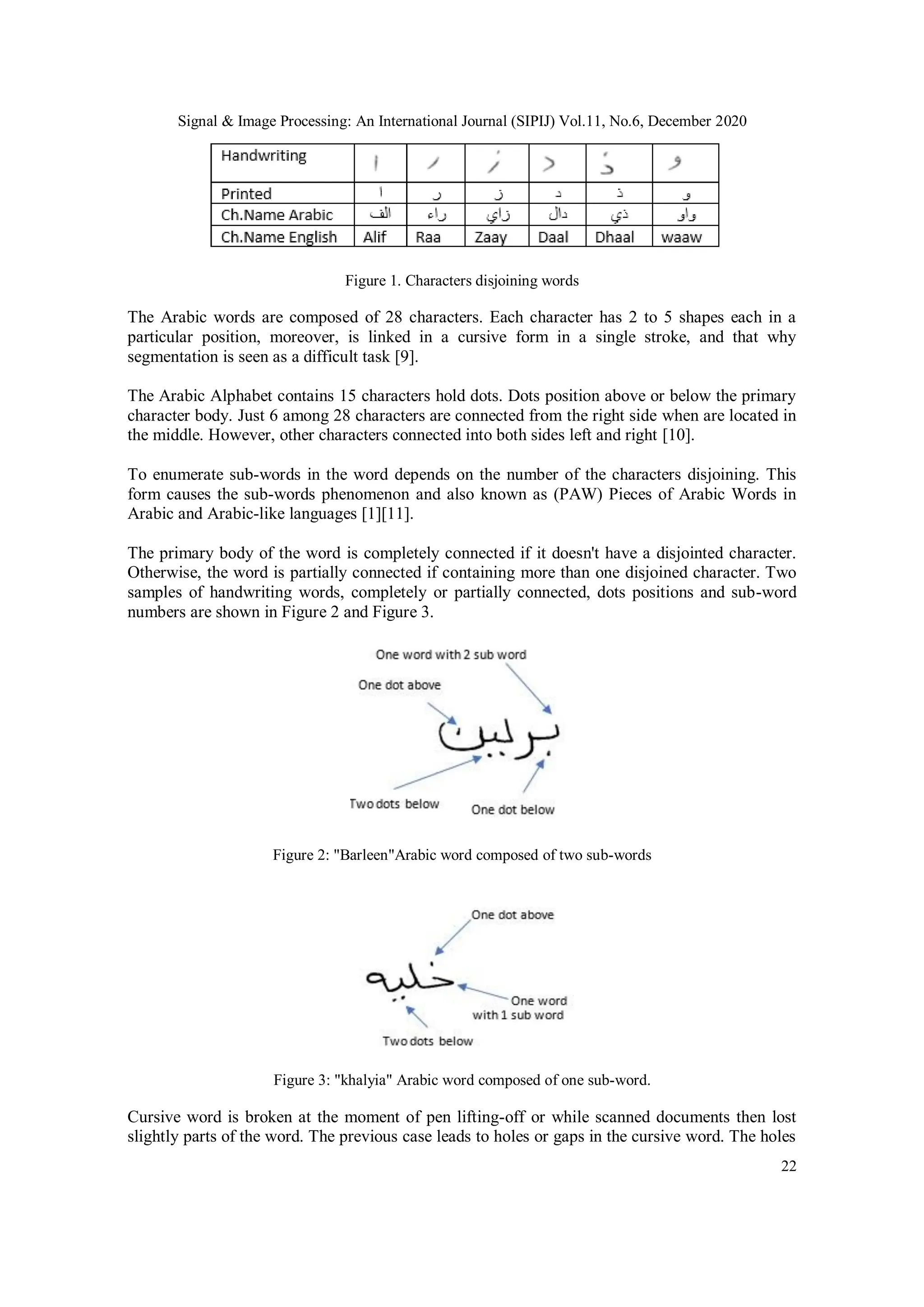 Off Line Arabic Handwritten Words Segmentation Using Morphological