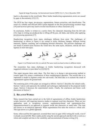 Off-Line Arabic Handwritten Words Segmentation using Morphological Operators | PDF