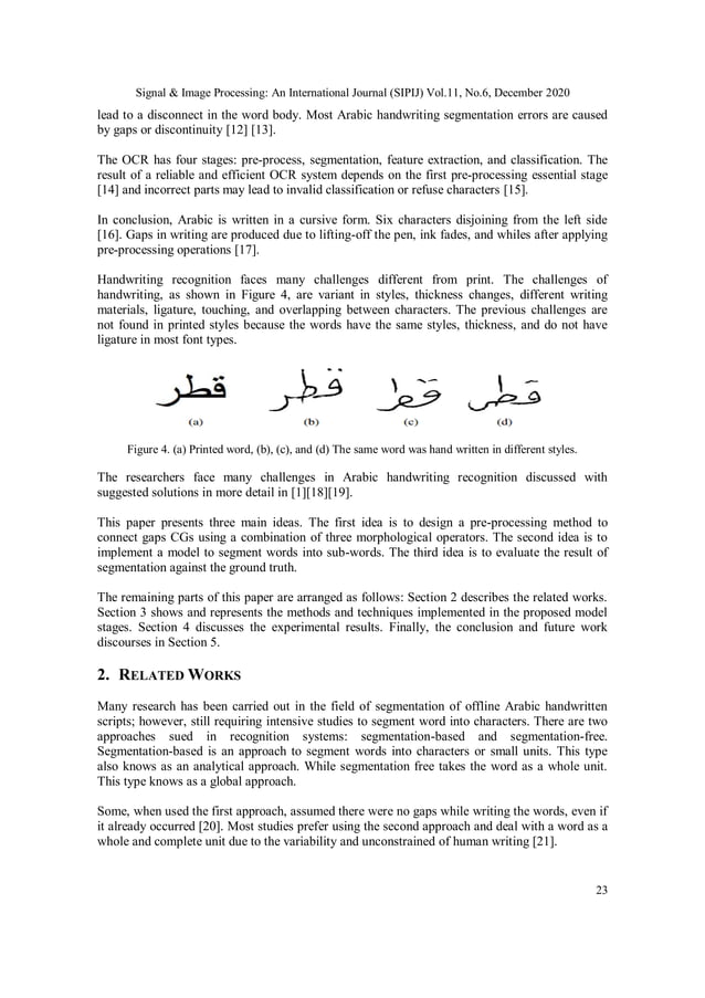 Off-Line Arabic Handwritten Words Segmentation using Morphological ...