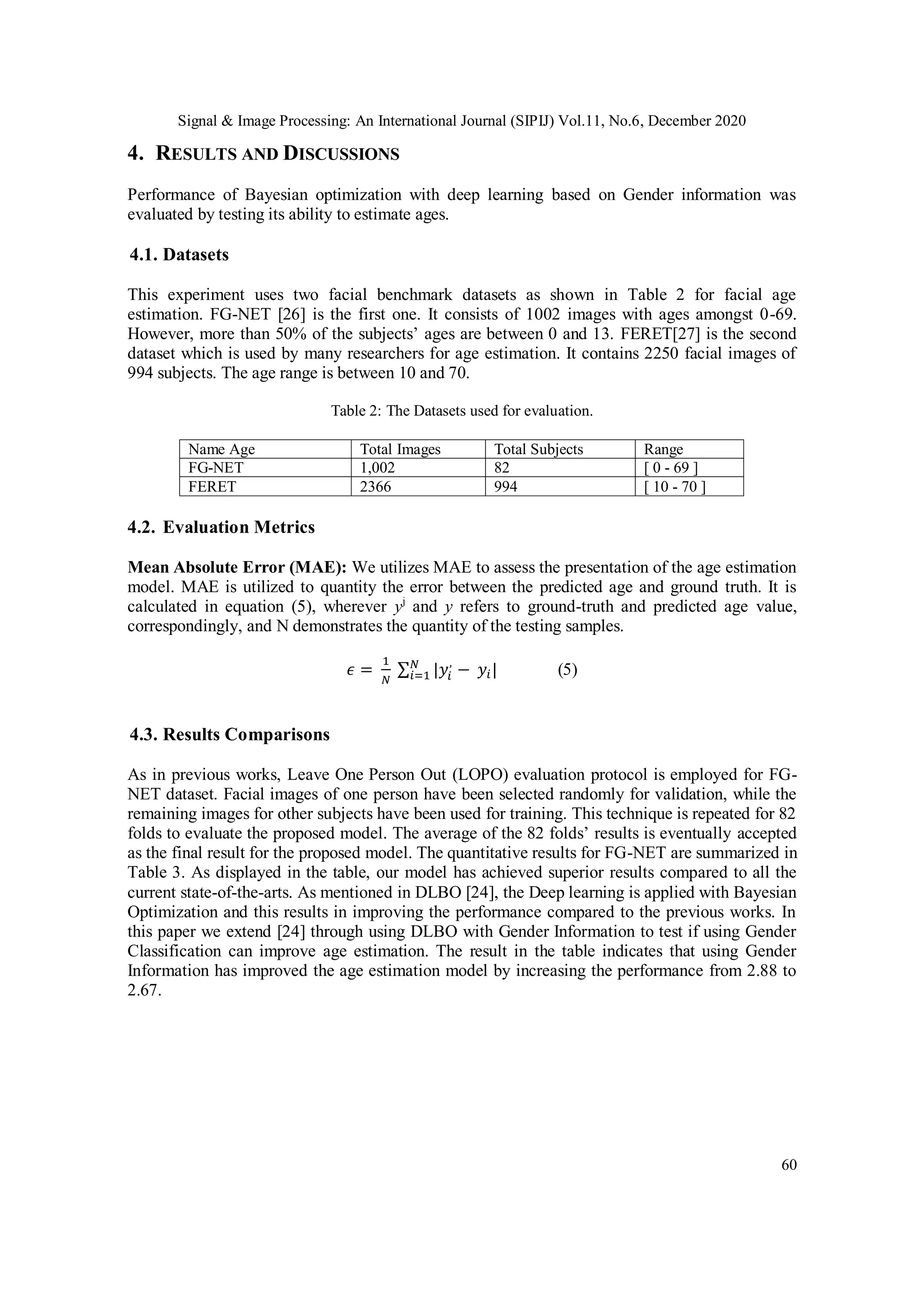 FACIAL AGE ESTIMATION USING TRANSFER LEARNING AND BAYESIAN OPTIMIZATION BASED ON GENDER ...