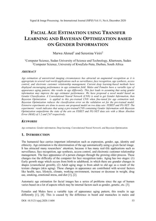 Facial Age Estimation using Transfer Learning and Bayesian Optimization based on Gender ...