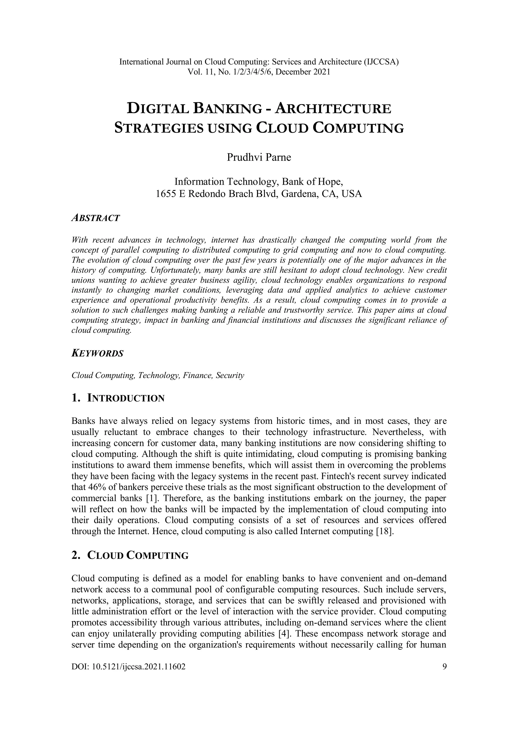 DIGITAL BANKING - ARCHITECTURE STRATEGIES USING CLOUD COMPUTING | PDF