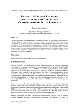Review of Machine Learning Applications and Datasets in Classification ...