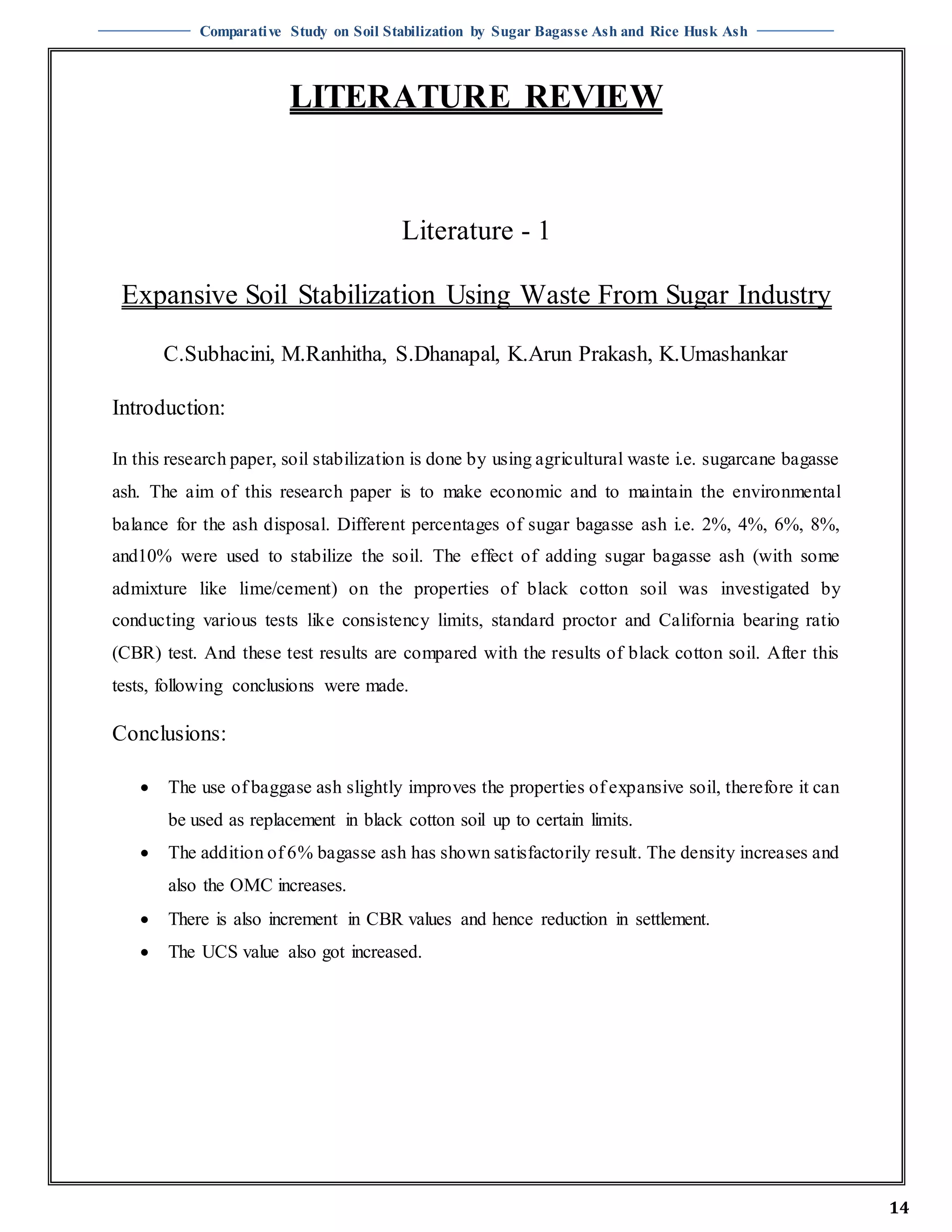 Comparative Study on Soil Stabilization by Sugar Bagasse Ash and Rice ...