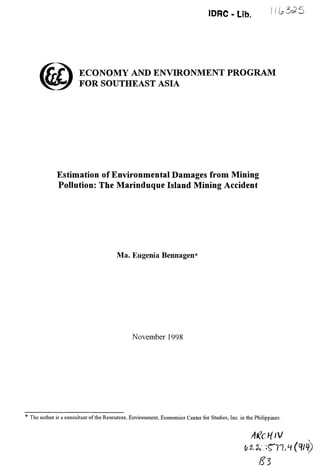Estimation of Environmental Damages from Mining Pollution: The ...