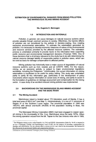 Estimation of Environmental Damages from Mining Pollution: The ...