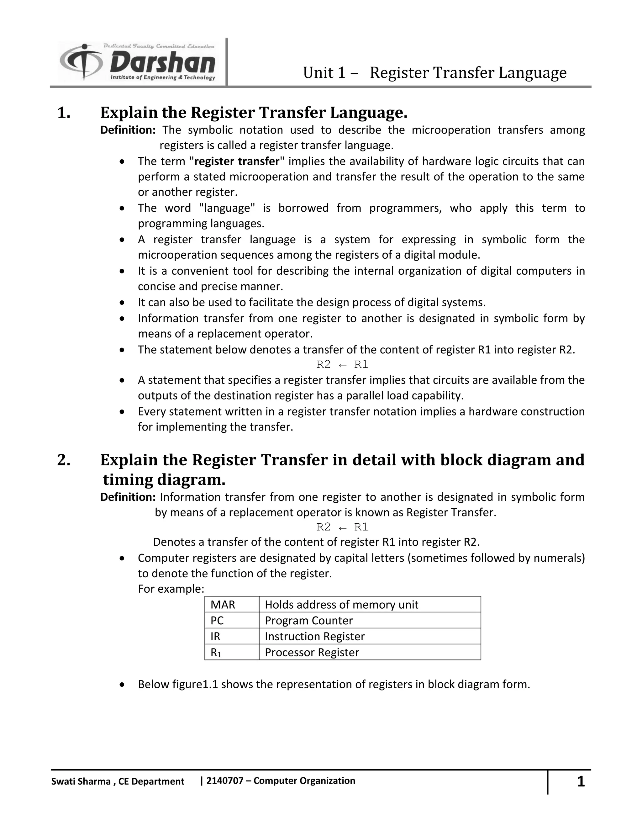 Computer Organization Architecture 3140707 Darshan All Unit Darshan ...