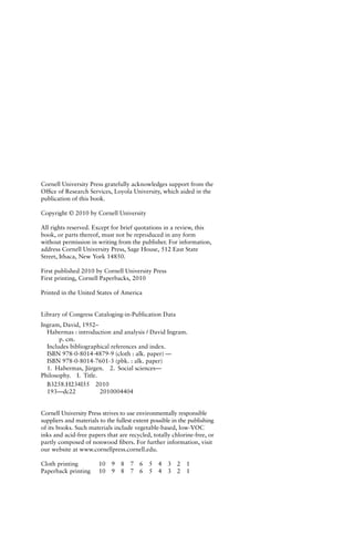 Habermas Introduction And Analysis First David Ingram | PDF
