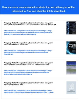 Analyzing Media Messages Using Quantitative Content Analysis In ...