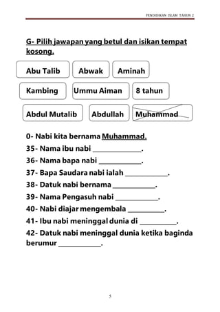 soalan pendidikan islam tahun 2 | DOCX