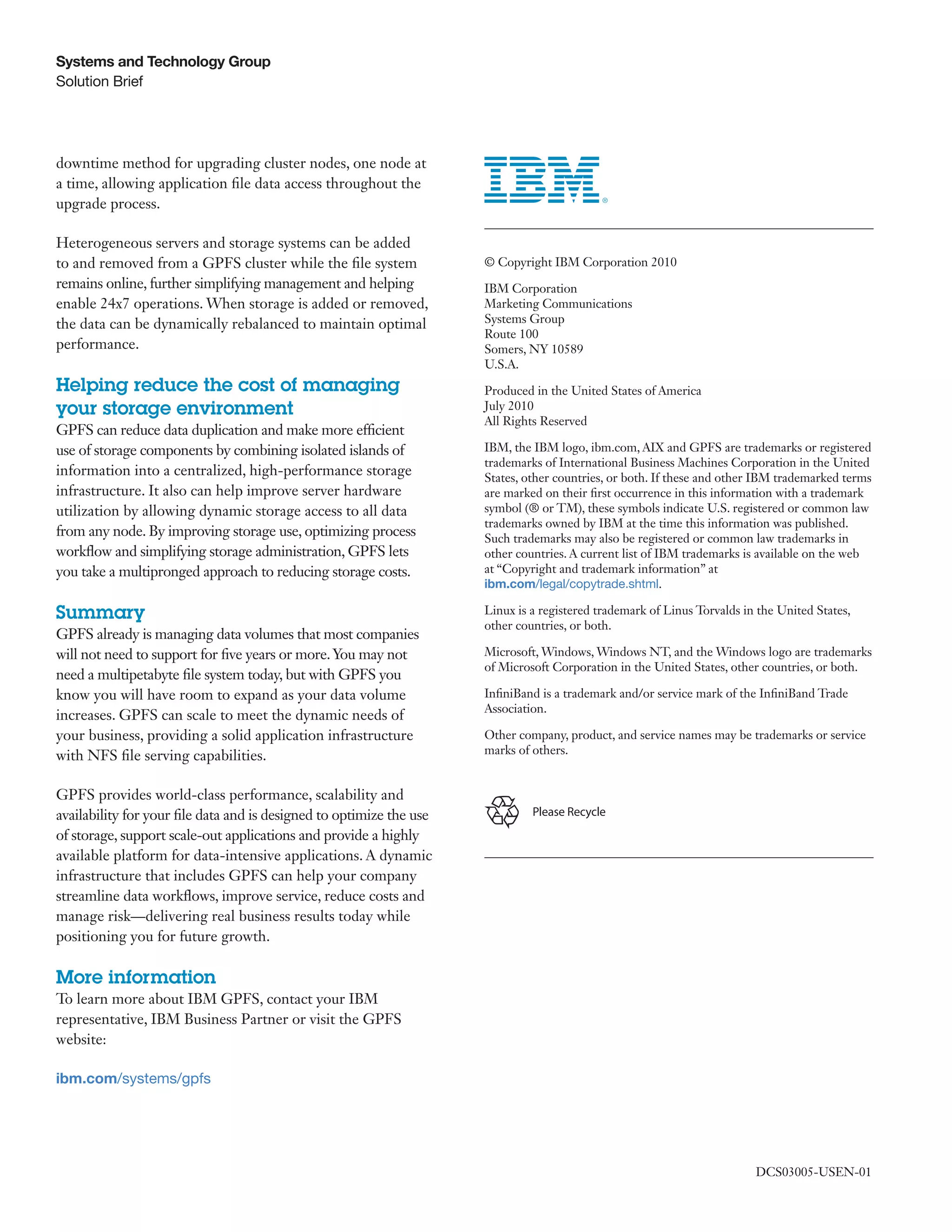 GPFS Solution Brief | PDF