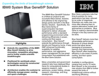 IBM System Blue Gene/P Data Sheet | PDF | Computing | Technology ...