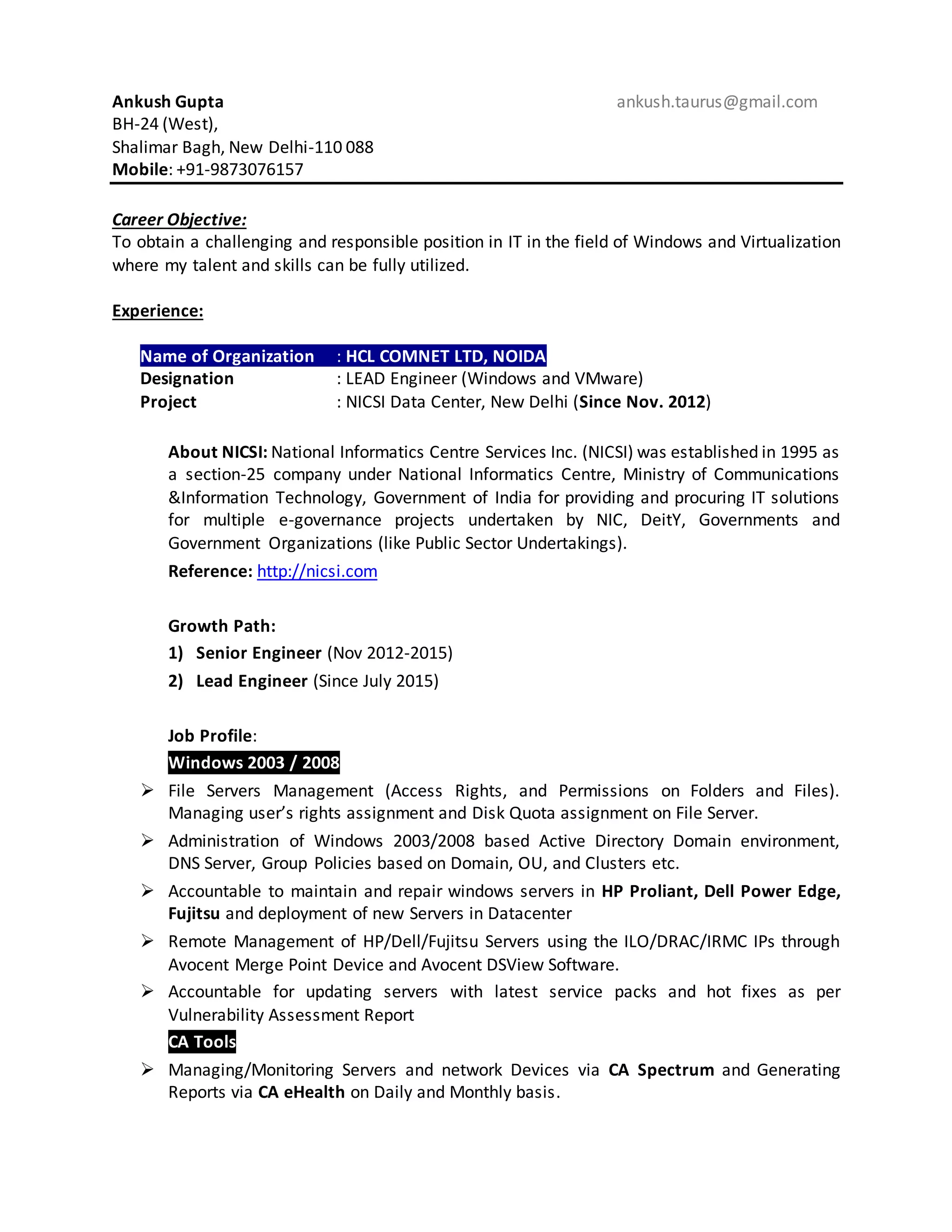 Resume - Ankush | PDF