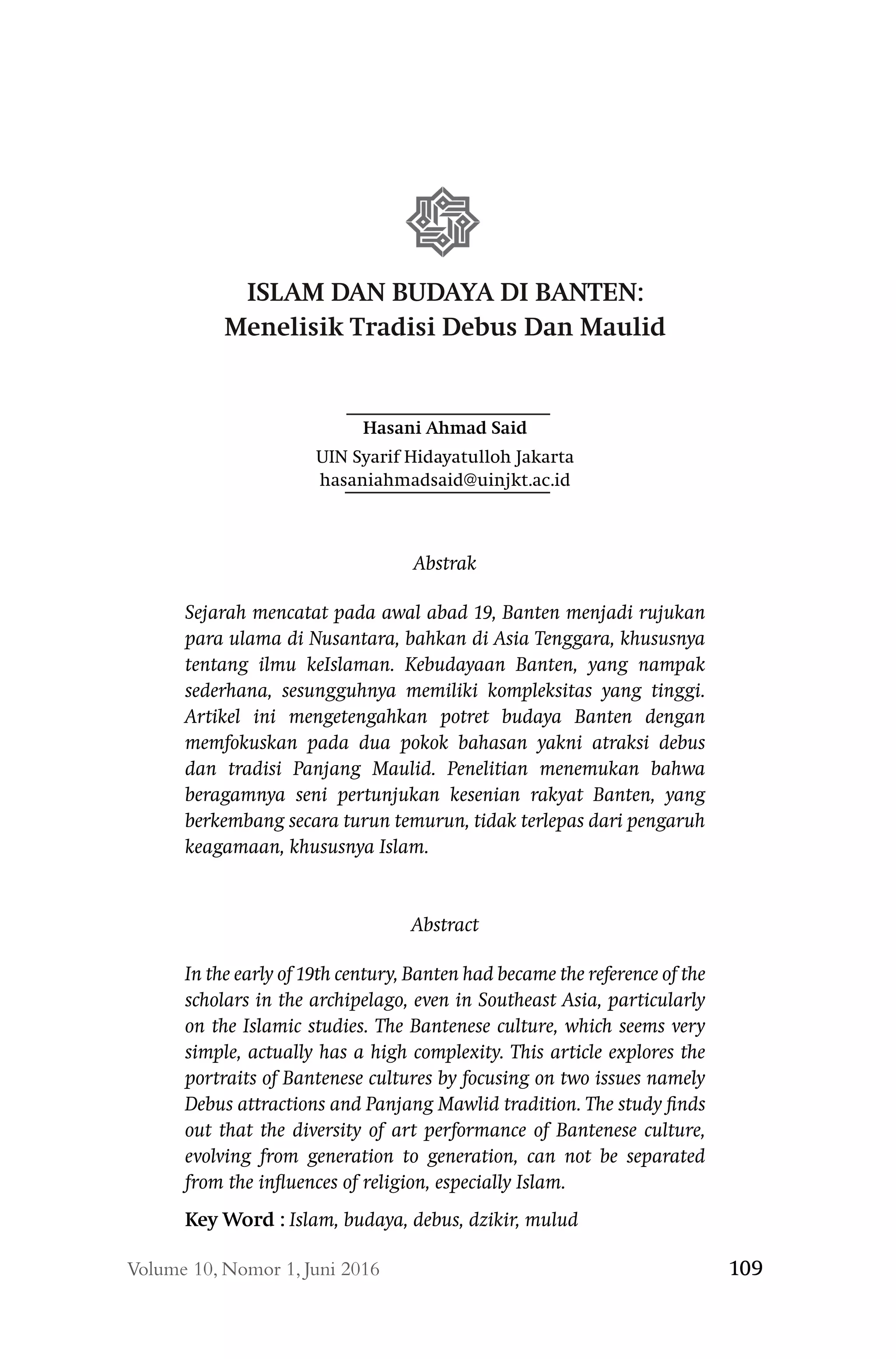 DR. HASANI AHMAD SAID, MA - ISLAM DAN BUDAYA DI BANTEN | PDF