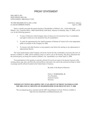 dillard's 2008proxystatement | PDF