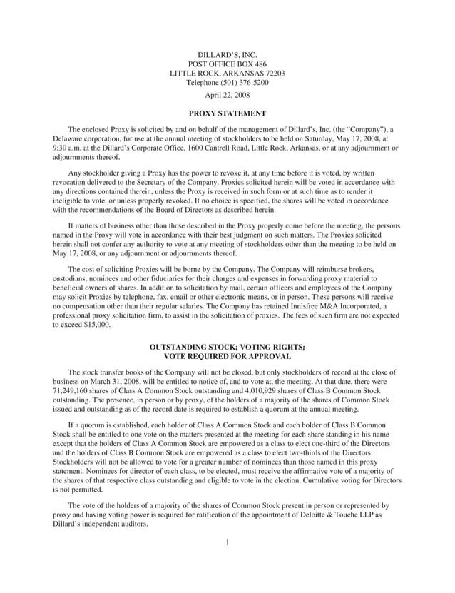 dillard's 2008proxystatement | PDF