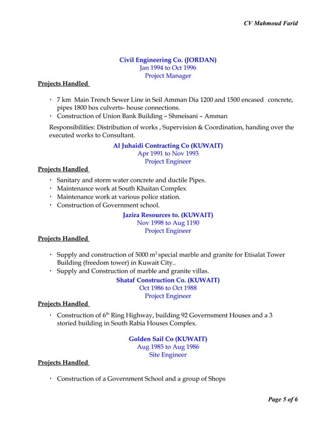 CV Mahmoud Farid PM | PDF