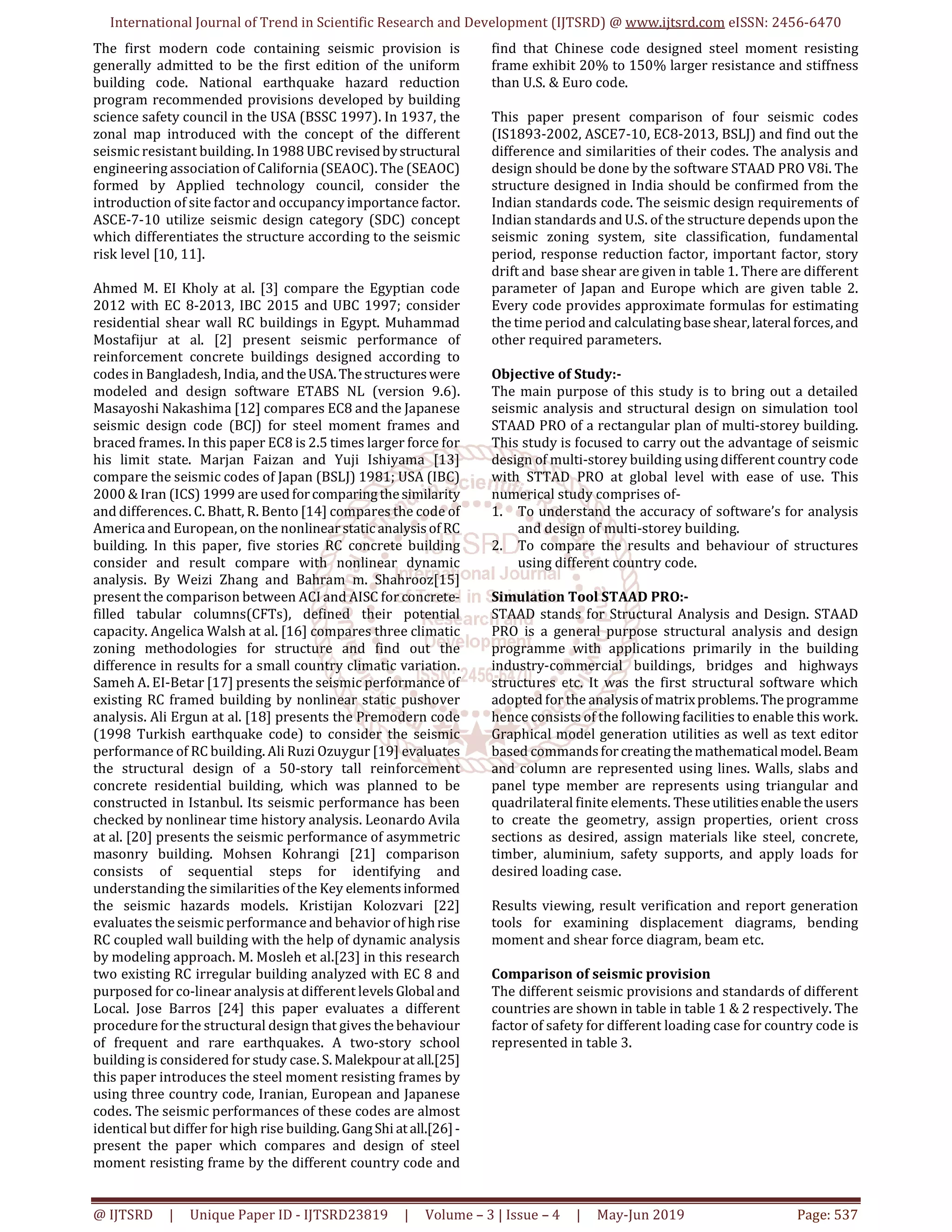 Comparative Study on Analysis and Design of Reinforced Concrete Building under Seismic Forces ...