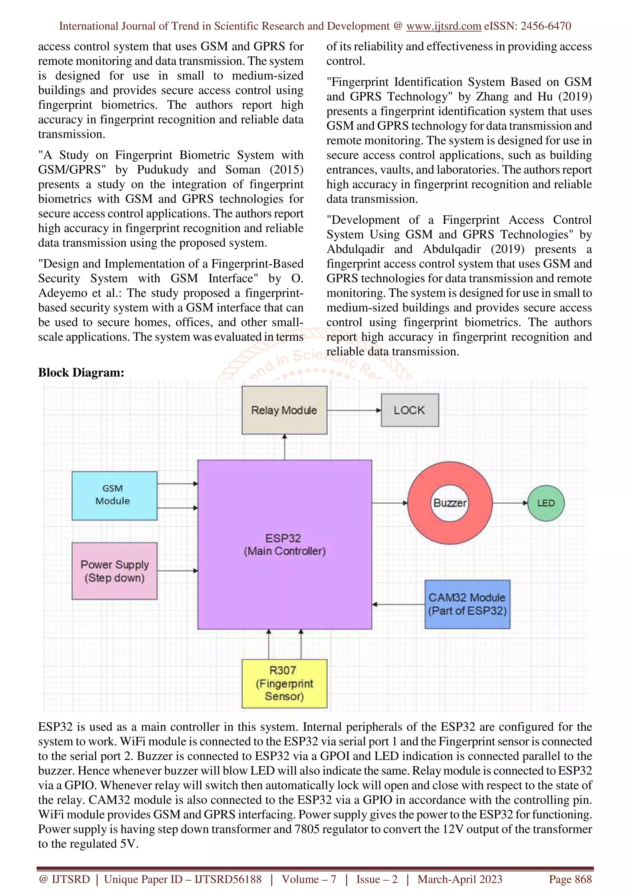 Fingerprint Security System using GSM and GPRS | PDF
