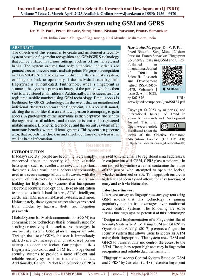Fingerprint Security System using GSM and GPRS | PDF | Email | Internet
