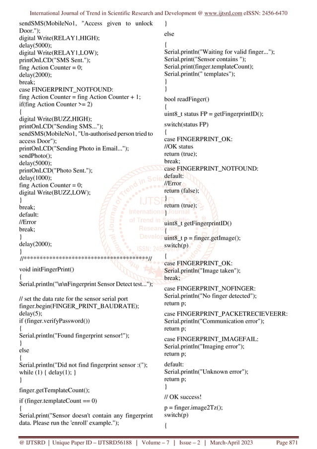 Fingerprint Security System using GSM and GPRS | PDF | Email | Internet