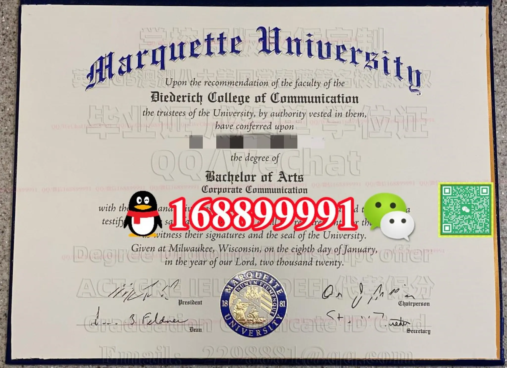 Marquette University degree offer diploma Transcript | PDF
