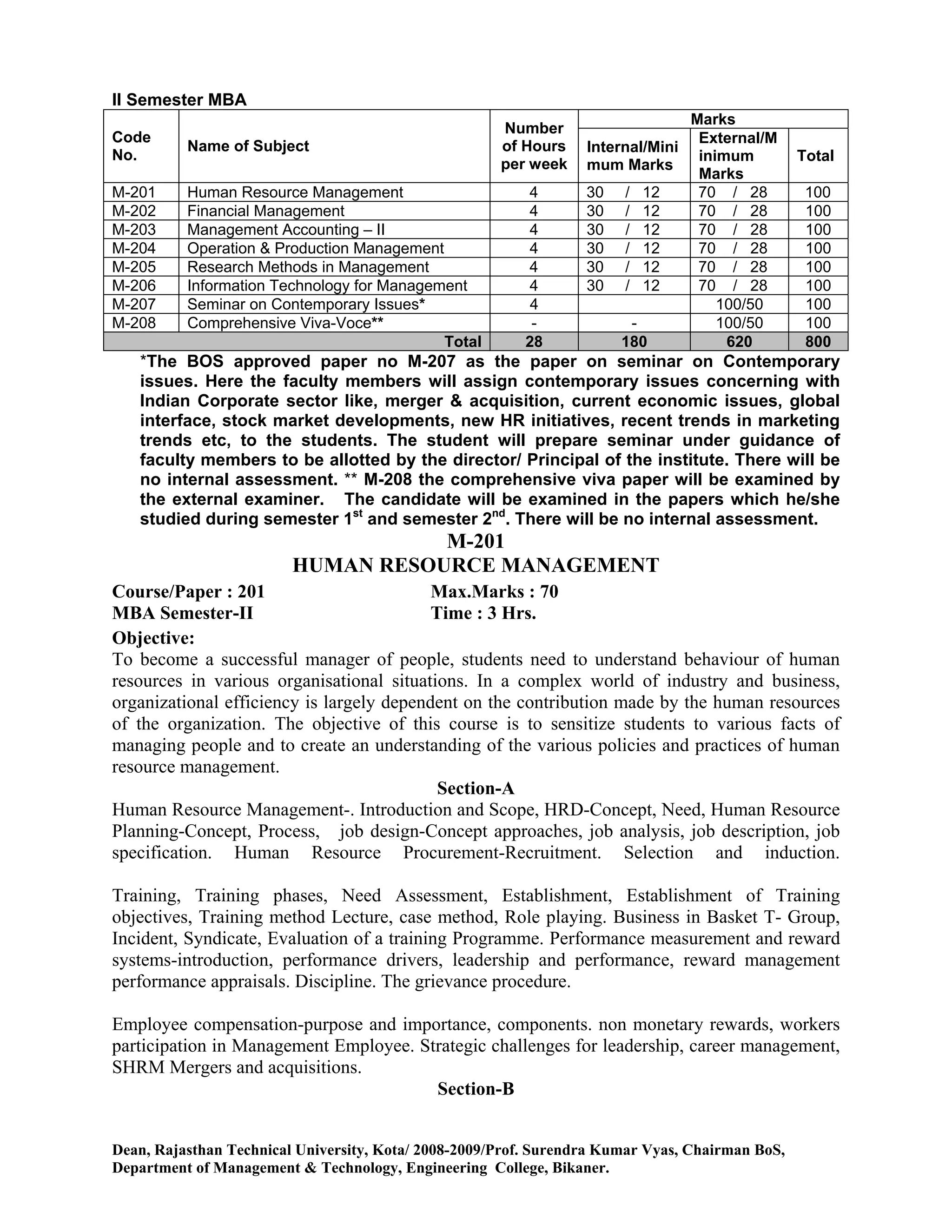 MBA RTU Syllabus | PDF