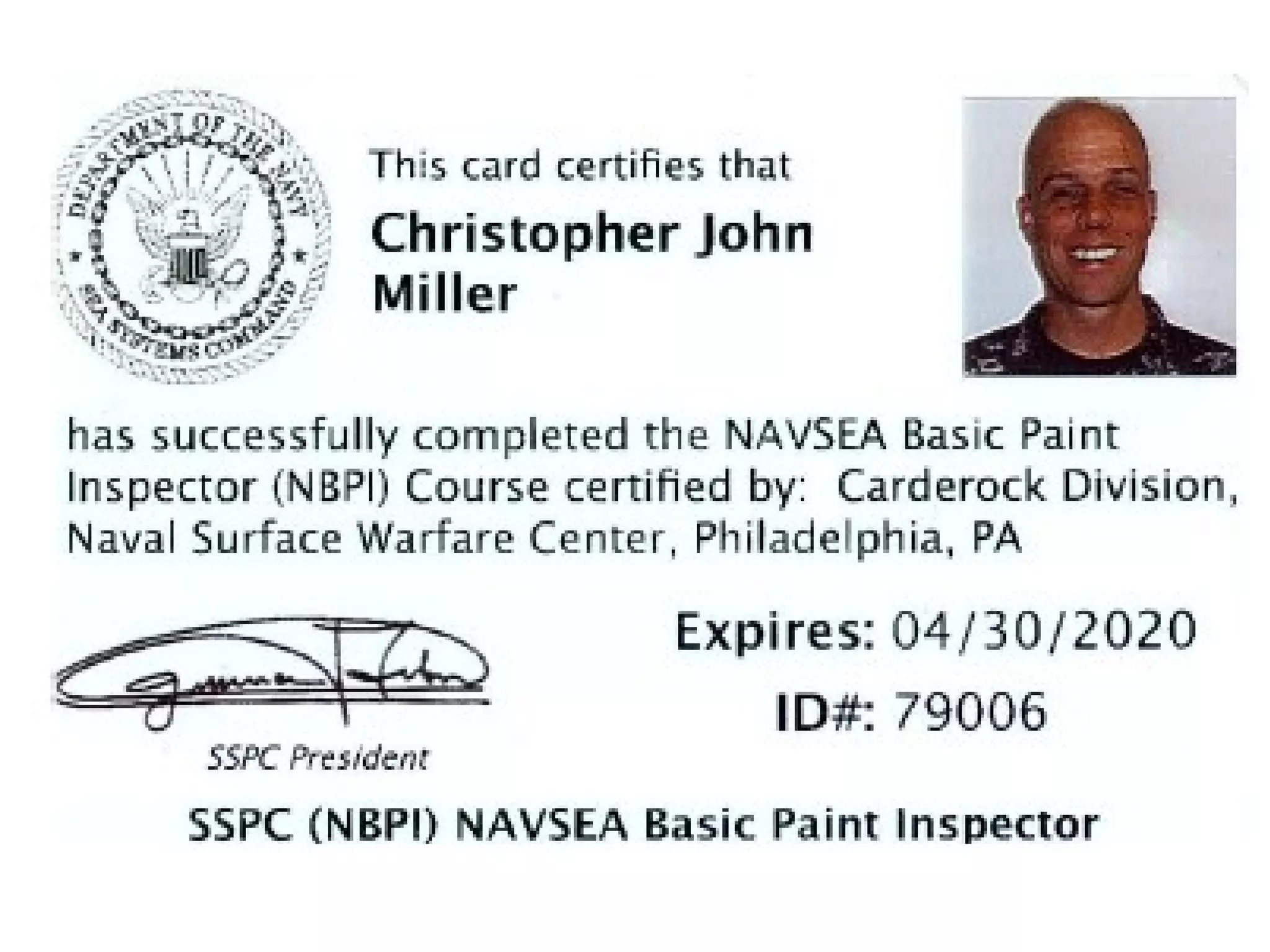 SSPC QUALIFICATION CARD | PPT
