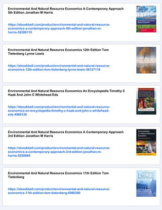 Environmental And Natural Resources Economics 9th Edition Tom ...