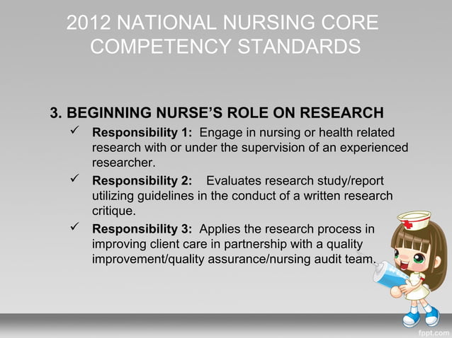 2012 NATIONAL NURSING CORE COMPETENCY STANDARDS | PPT