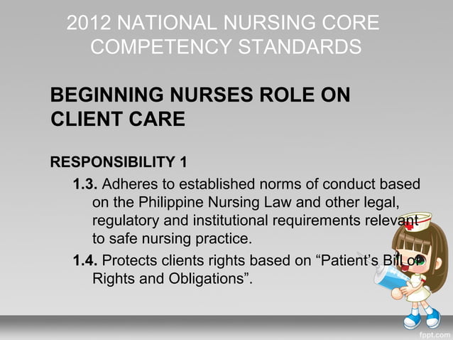 2012 NATIONAL NURSING CORE COMPETENCY STANDARDS | PPT