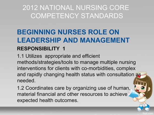 2012 NATIONAL NURSING CORE COMPETENCY STANDARDS | PPT
