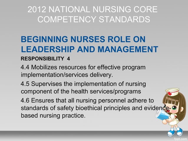 2012 NATIONAL NURSING CORE COMPETENCY STANDARDS | PPT