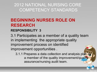 2012 NATIONAL NURSING CORE COMPETENCY STANDARDS | PPT