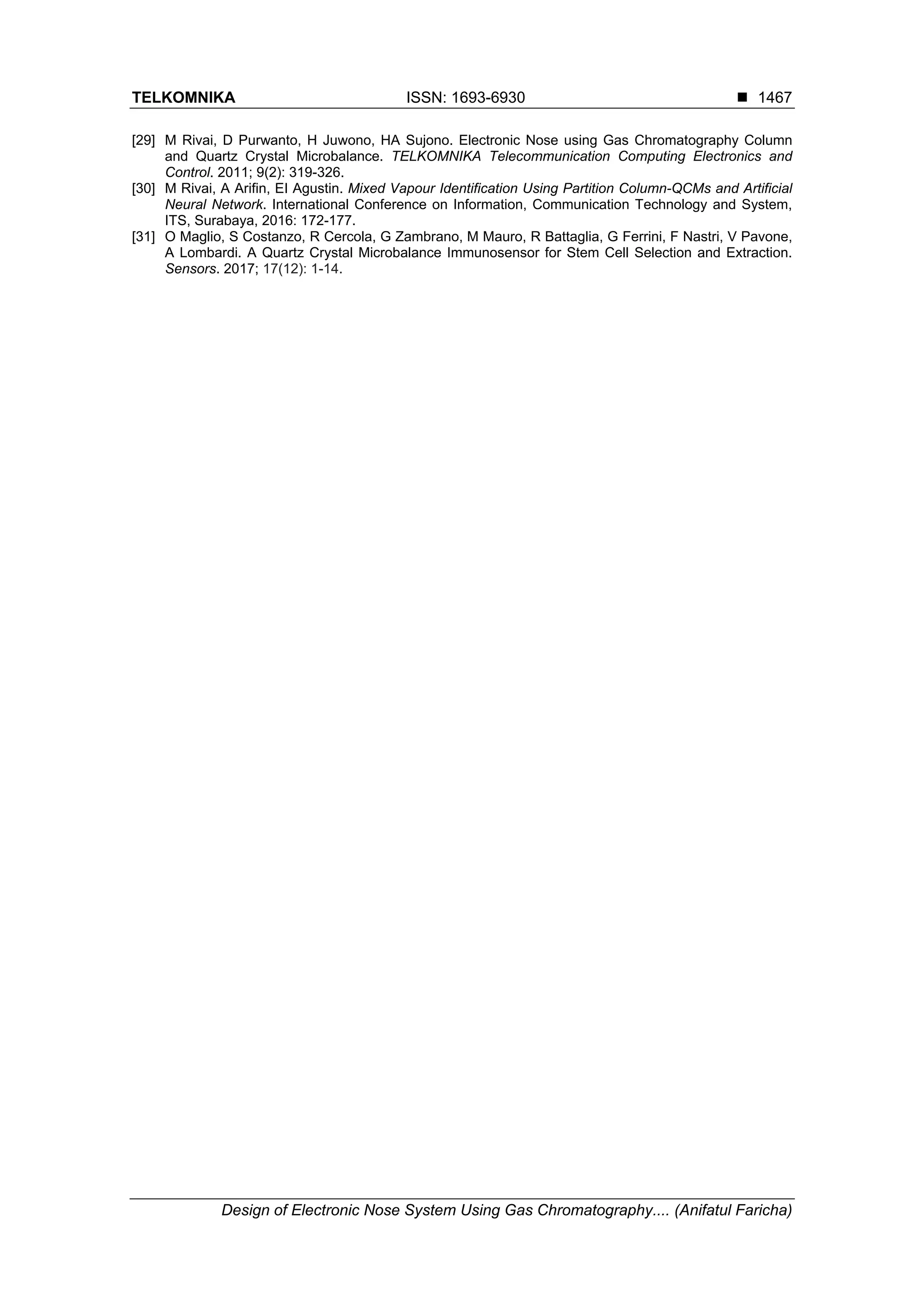 Design of Electronic Nose System Using Gas Chromatography Principle and ...